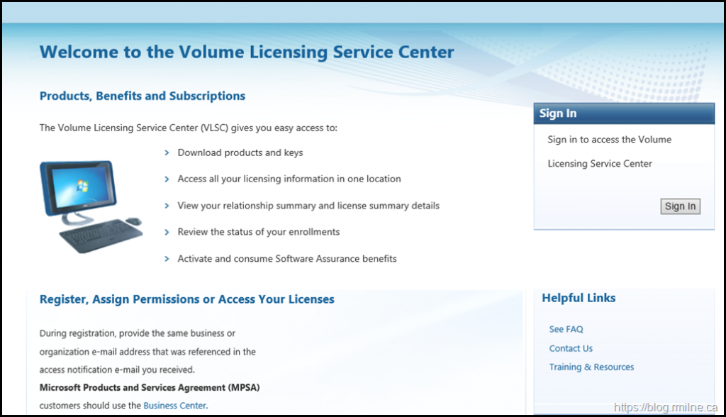 Volume Licensing Download SiteVolume License Download Site - 250 Hello